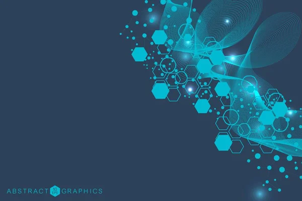 Science network pattern, connecting lines and dots. Technology hexagons ...