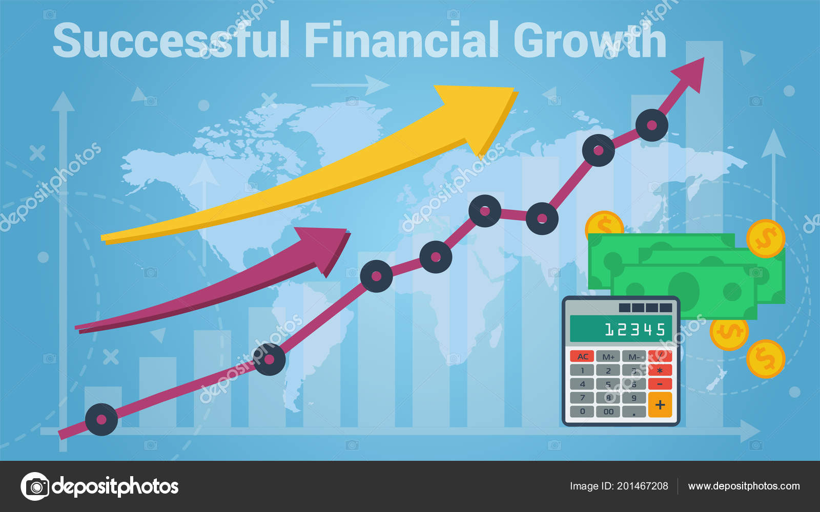 Charts showing successful growth of money Stock Vector Image by ...
