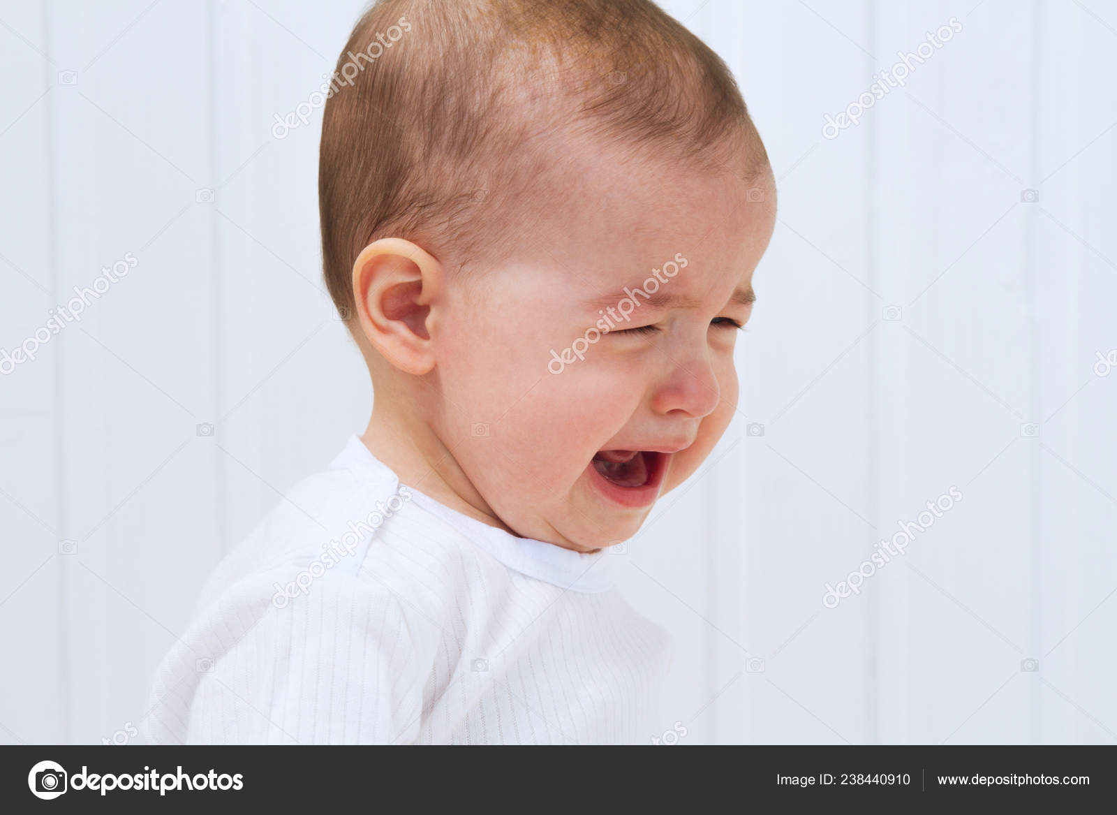 Crying Beautiful Baby White Background Stock Photo by ©iuricazac 238440910
