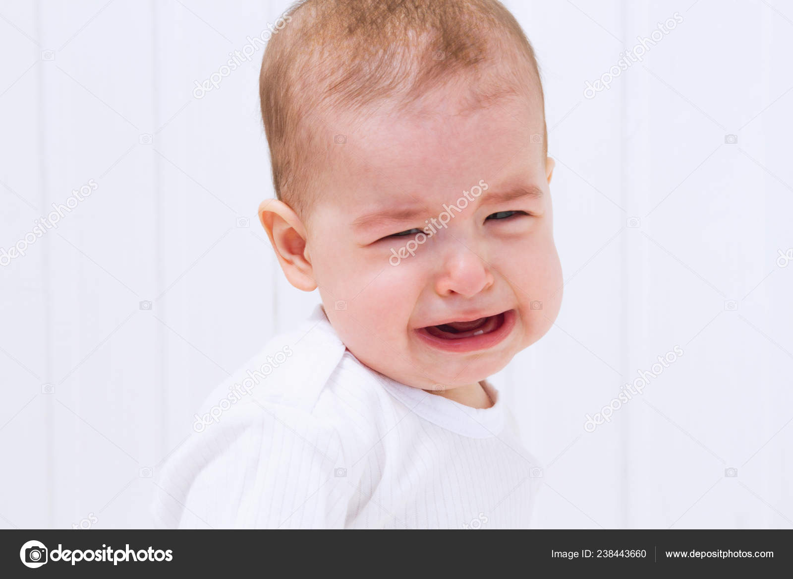 Crying Beautiful Baby White Background Stock Photo by ©iuricazac 238443660