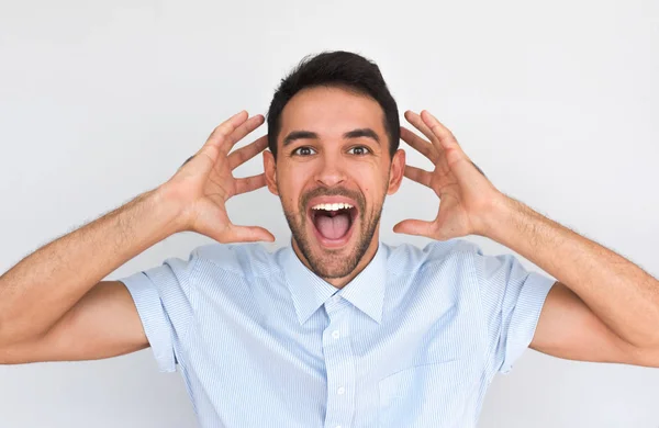 Portrait Angry Young Handsome Male Exclaims Feels Furious While Talking ...