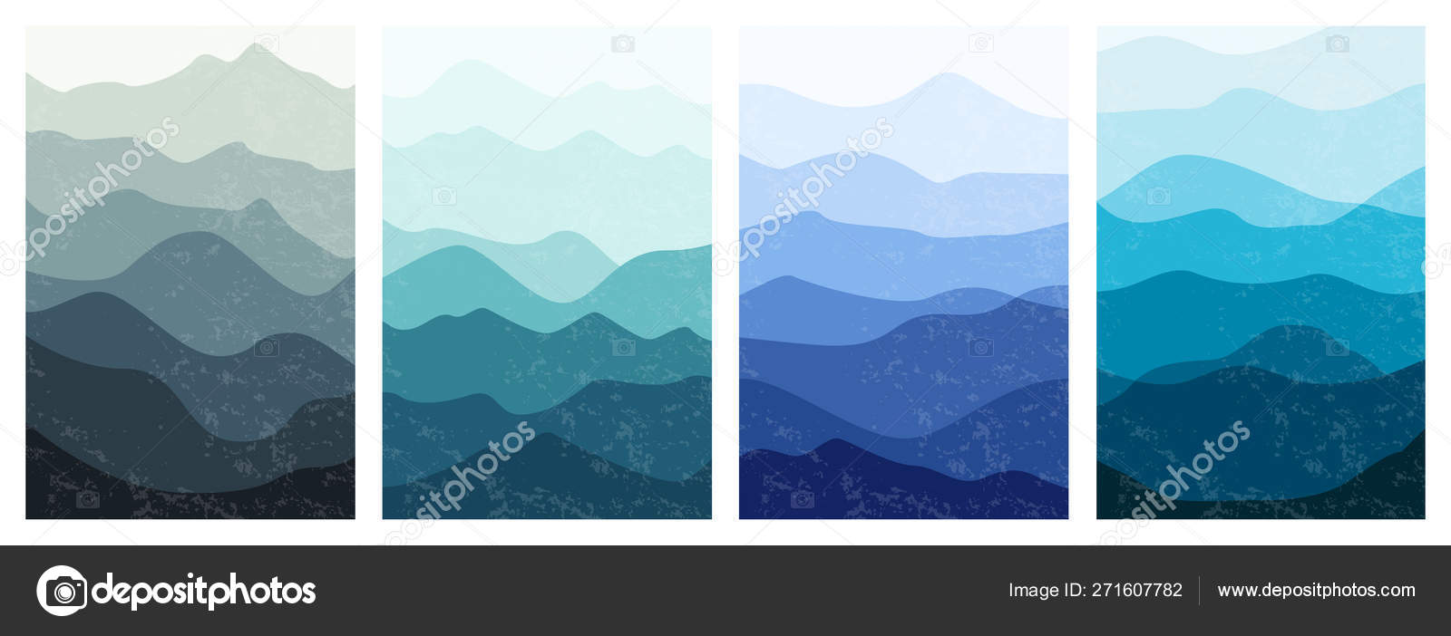 Beautiful mountains landscapes in different colors. Set of layered ...