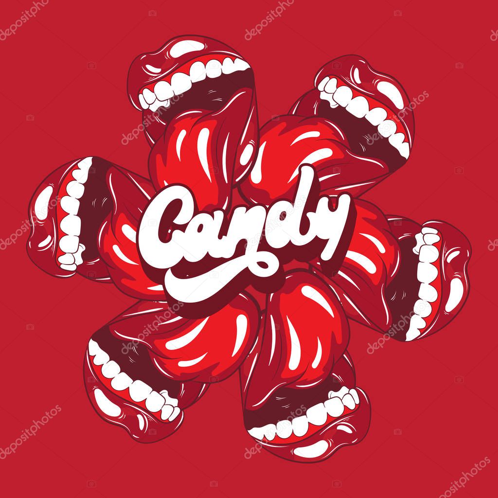 Dulces. Letras manuscritas. Vector dibujado a mano ilustración de la ...