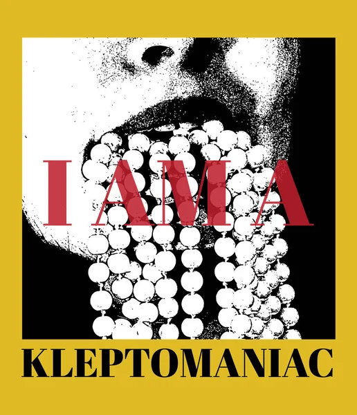 Soy cleptómano. Vector dibujado a mano ilustración de la boca con ...