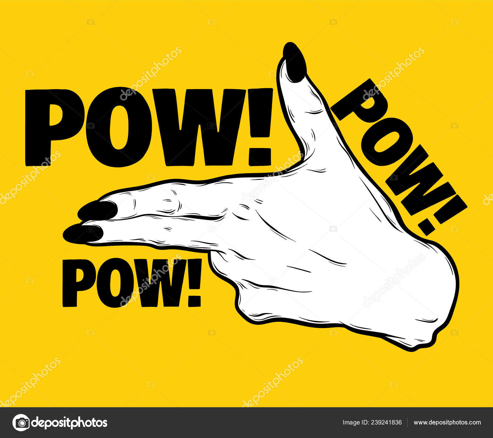 Pow Vector Hand Drawn Illustration Human Hand Isolated Template Card ...
