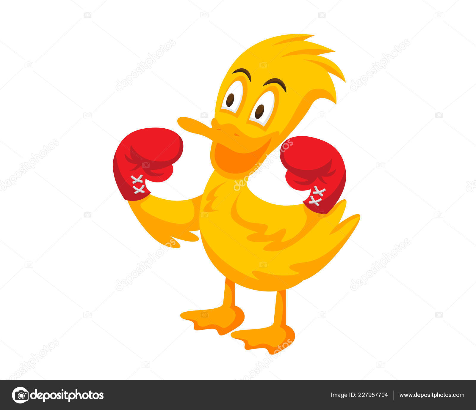 Cute Yellow Boxing Duck Character Illustration Isolated White ...
