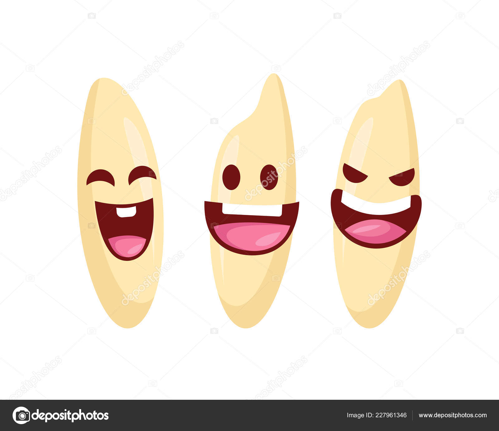 Cute Organic Rice Seed Character Illustration Isolated White Background ...