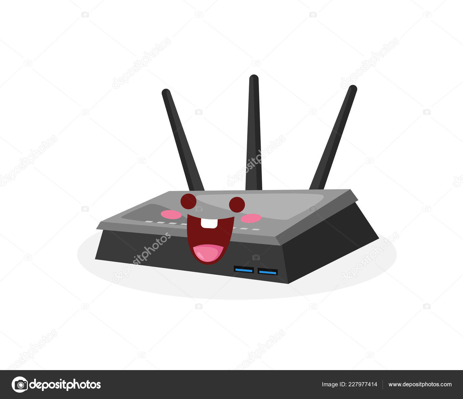 Cute Internet Router Technology Device Cartoon Character Illustration ...