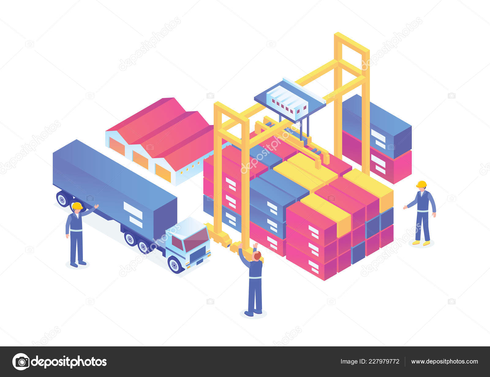 Image vectorielle Illustration Moderne Système Logistique Isométrique ...