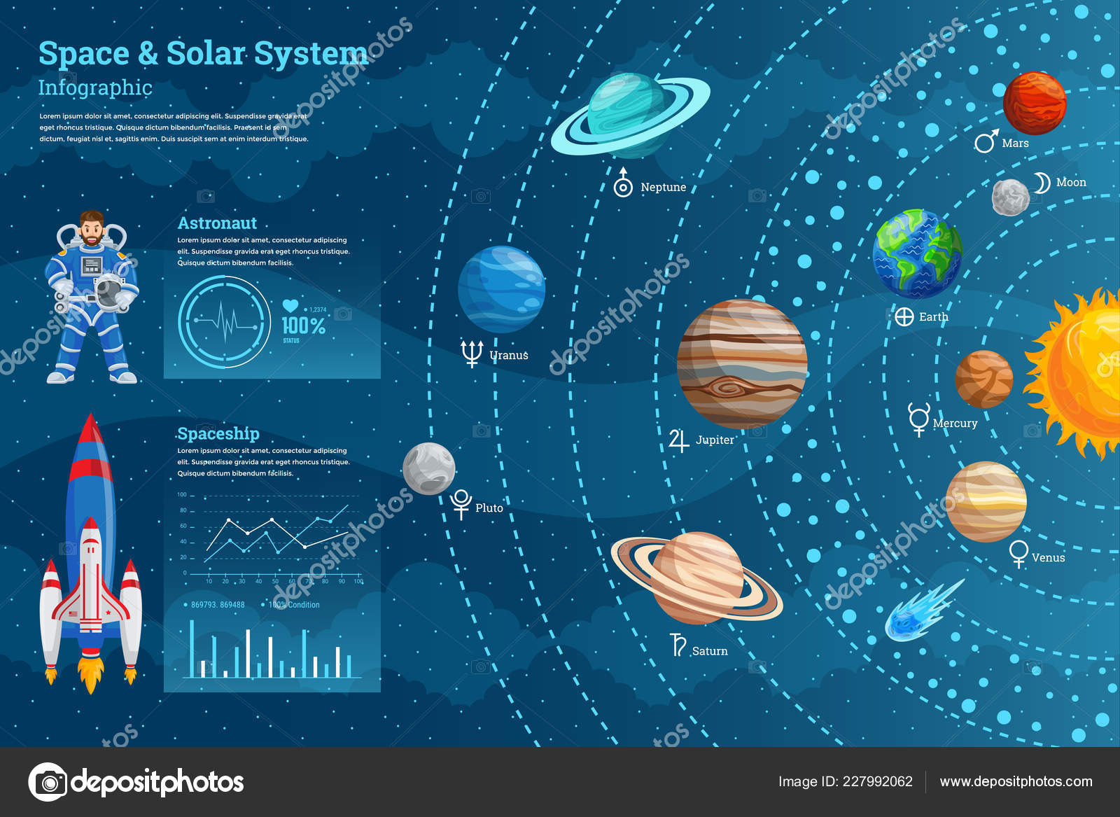 High Detail Space Infographic Chart Composition Poster Solar System ...