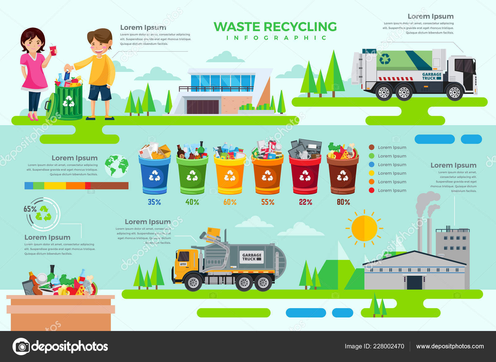 Modern Green Industrial Recycle Process Infographic Illustration ...