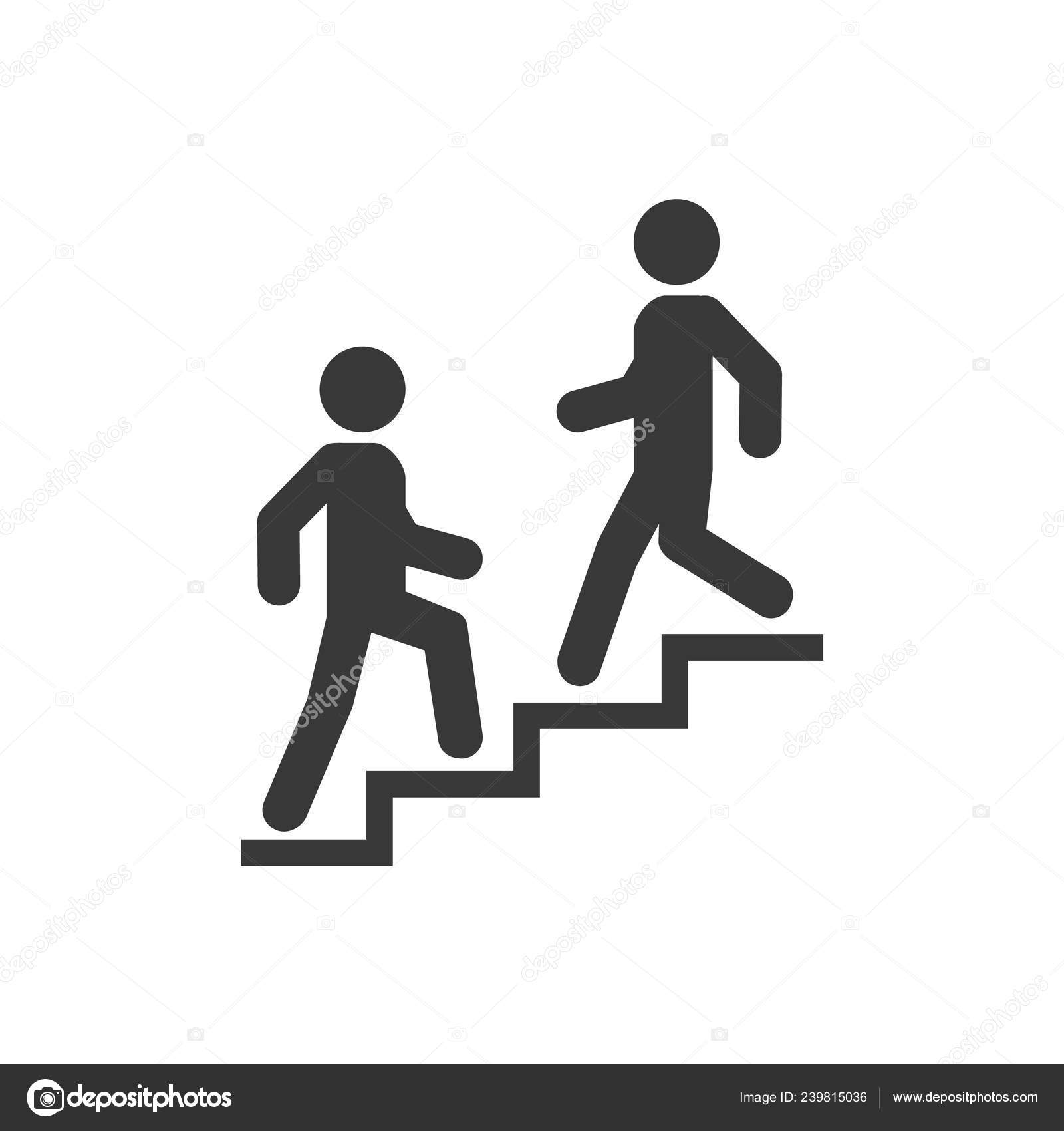 Upstairs Downstairs Icon Sign Walk Man Stairs Career Symbol Flat Stock ...