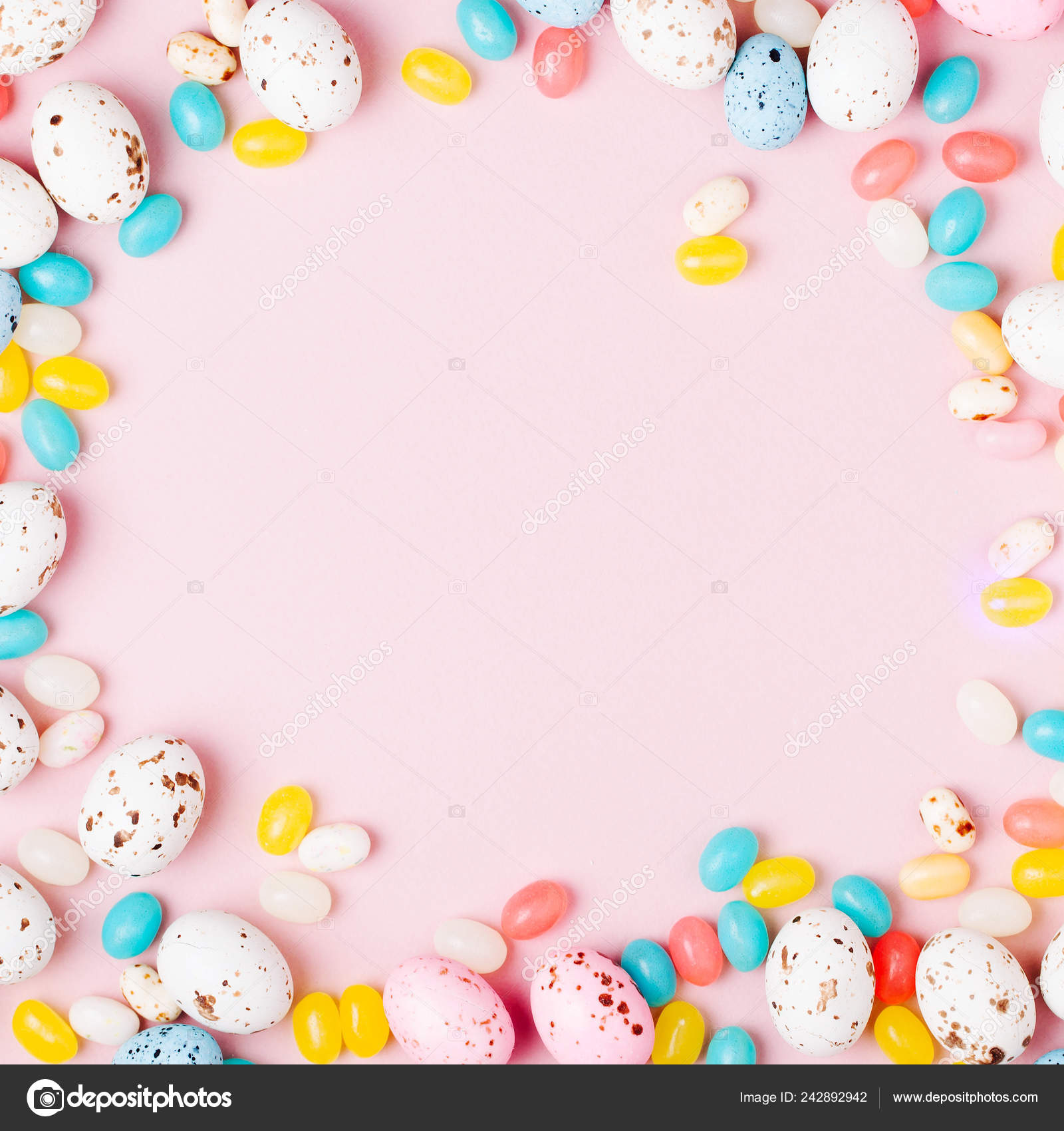 Stylish Candy Frame Background Easter Concept Flat Lay — Stock Photo ...