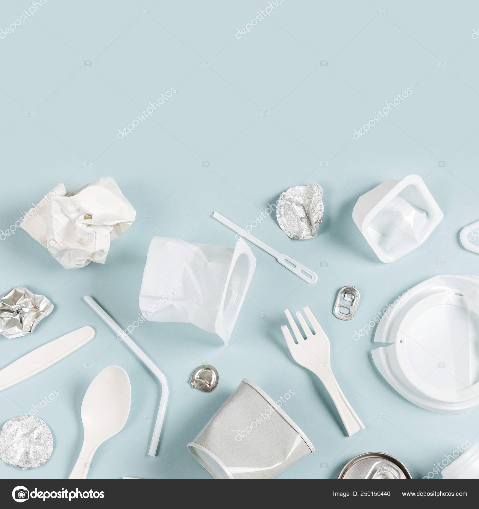 White Single Use Plastic Blue Background Stock Photo by ©Igishevamaria ...