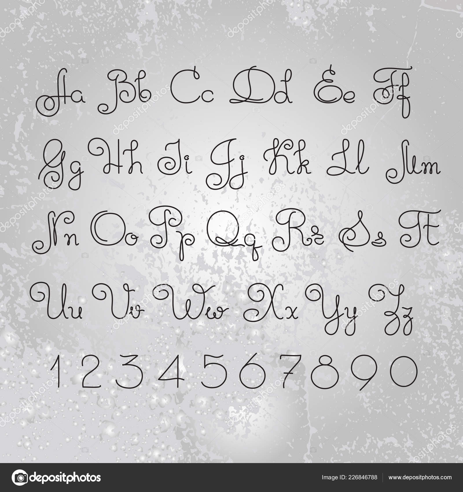 Vector Hand Drawn Alphabet Lines Font Design Thin Black Letters Stock ...