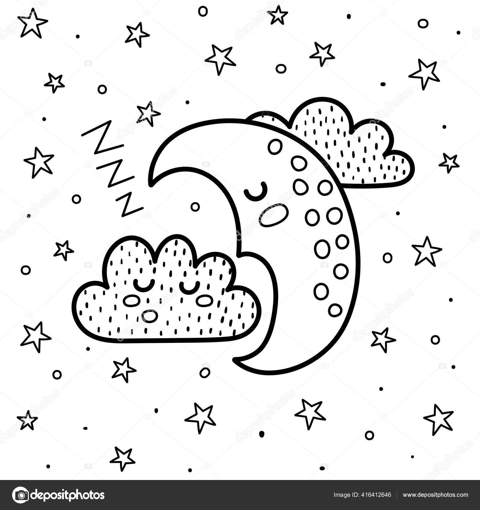 Moon Coloring Pages Black And White