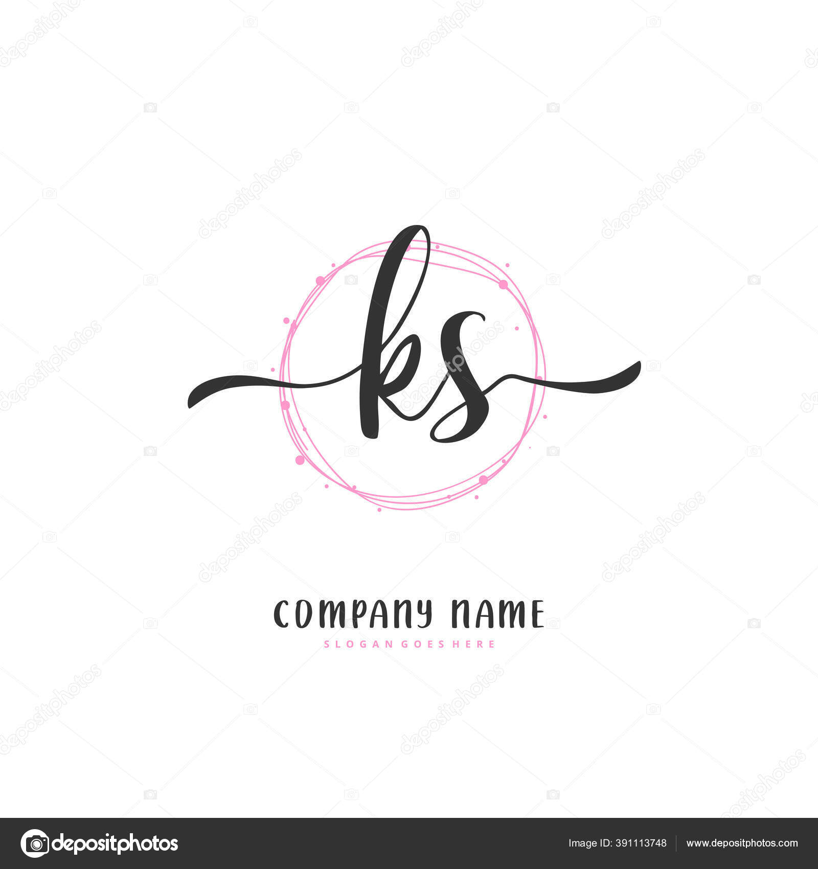 Initial Handwriting Signature Logo Design Circle Beautiful Design Handwritten Logo Stock Vector ...