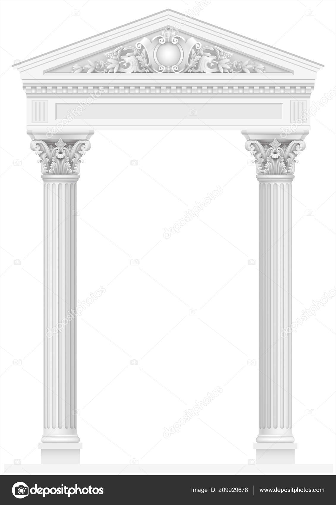 Antique White Colonnade Ionic Columns Three Arched Entrance Niche Vector Stock Vector Image by ...