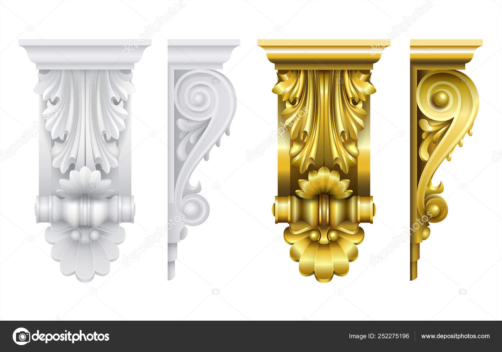 Classic frontal bracket gold and stone set Stock Vector by ©denisik11 ...