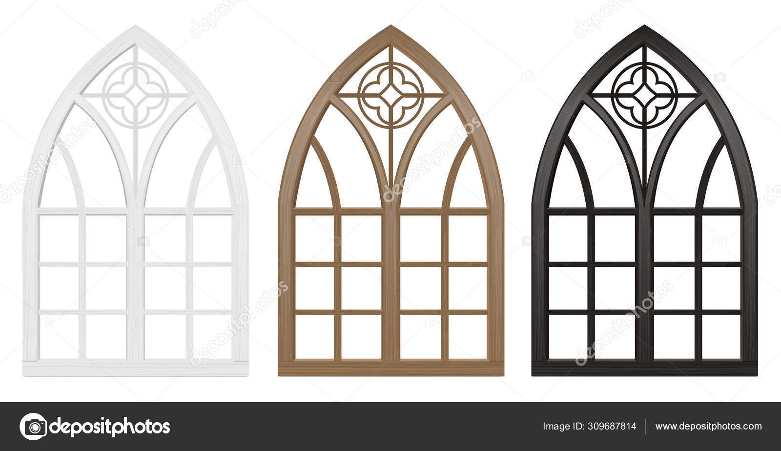 Gothic window of wood set Stock Vector by ©denisik11 309687814