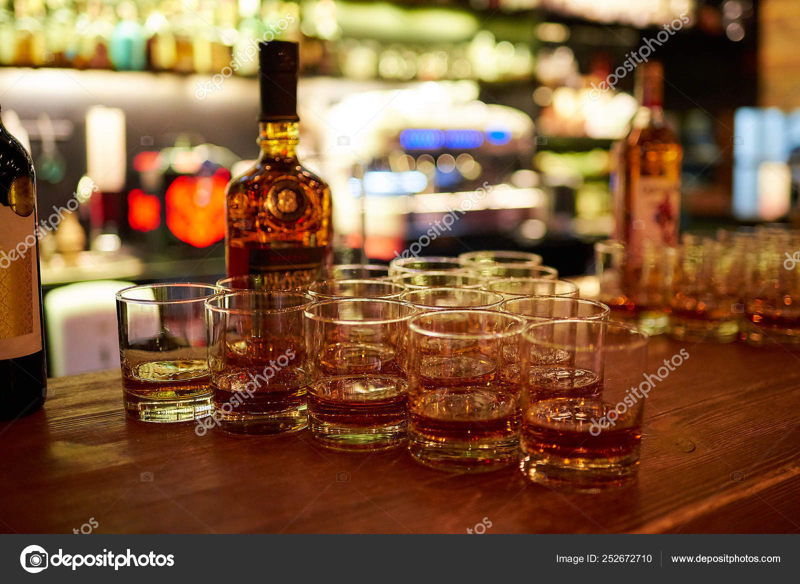 Triangular Staging Whiskey Glasses Nightclub Bar Counter Stock Photo by ...