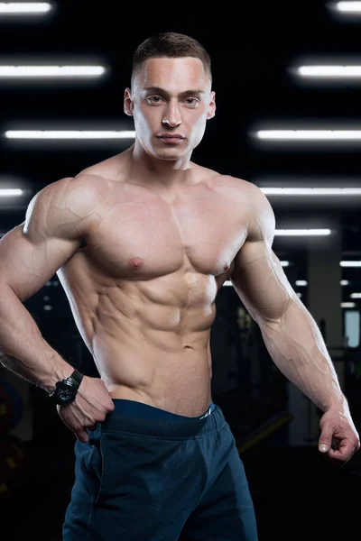 Shirtless Shredded Bodybuilder Pale Skin Sitting Barbell Gym Caucasian ...