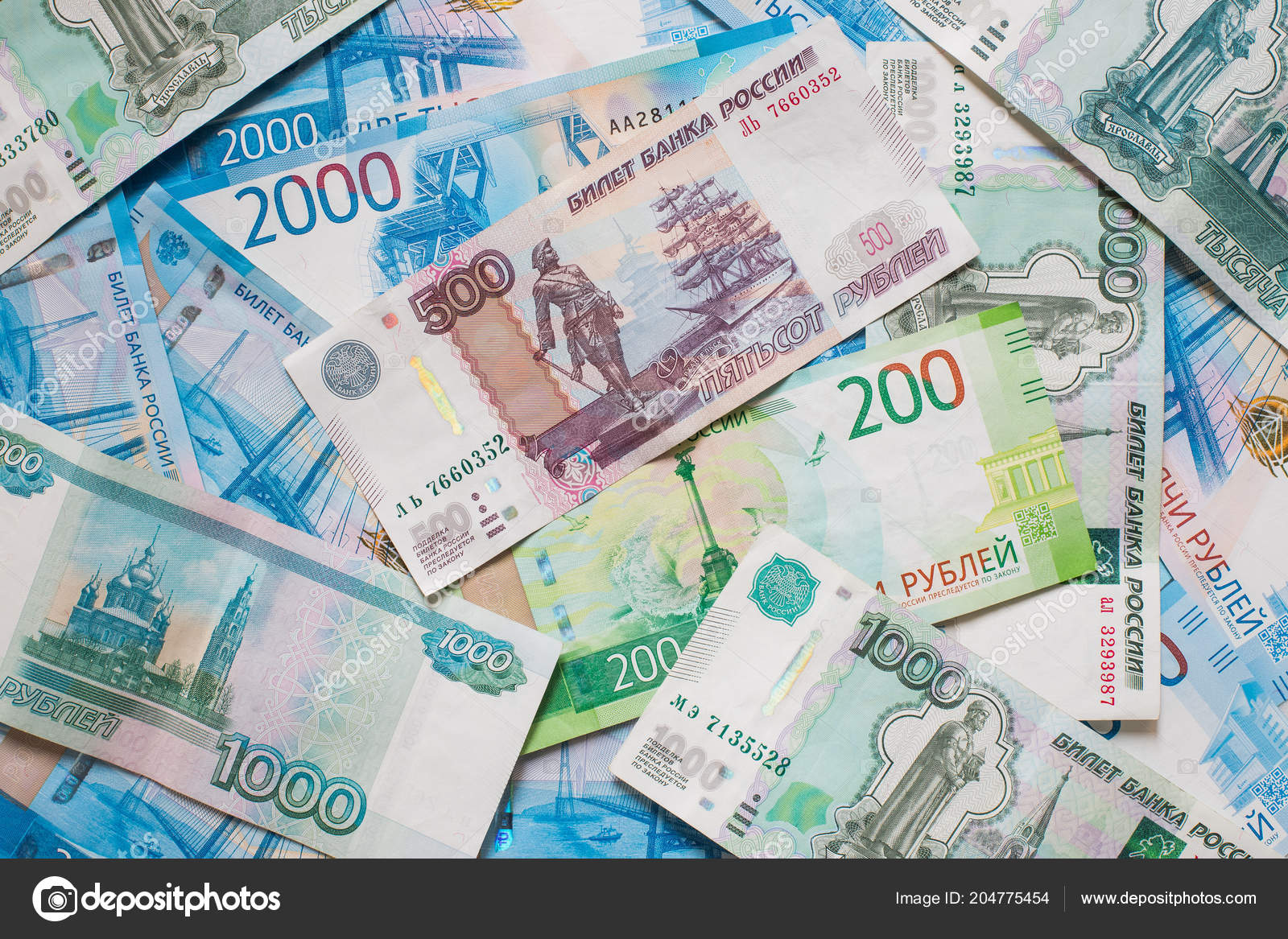 Background Paper Russian Money 200 500 1000 2000 Russian Rubles – Stock ...