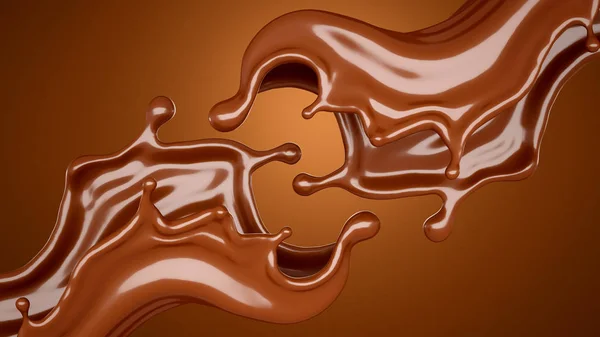 Brown chocolate splash background. 3d illustration, 3d rendering - Stock Image - Everypixel