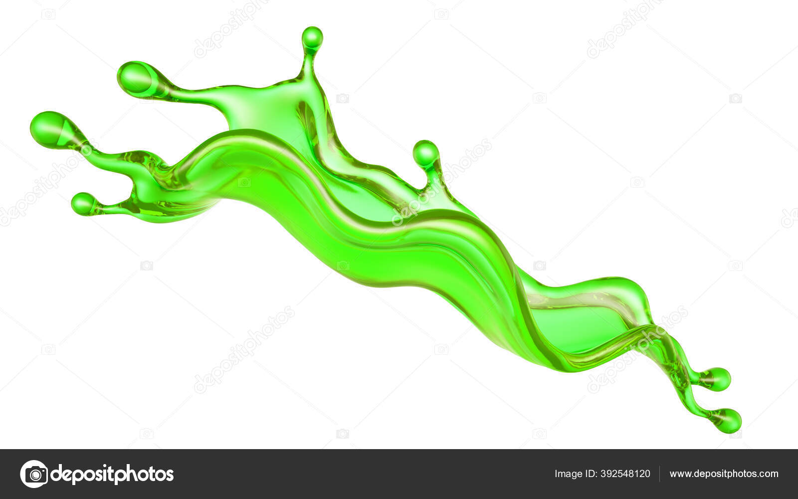 Chorrito Líquido Verde Transparente Sobre Fondo Blanco Representación ...