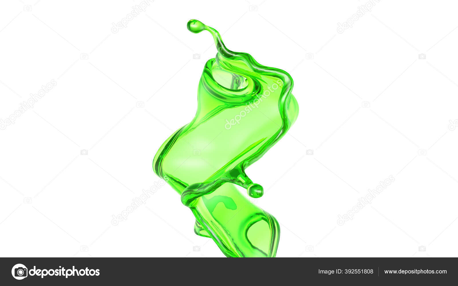 Splash Transparent Liquid Green Color White Background Rendering ...