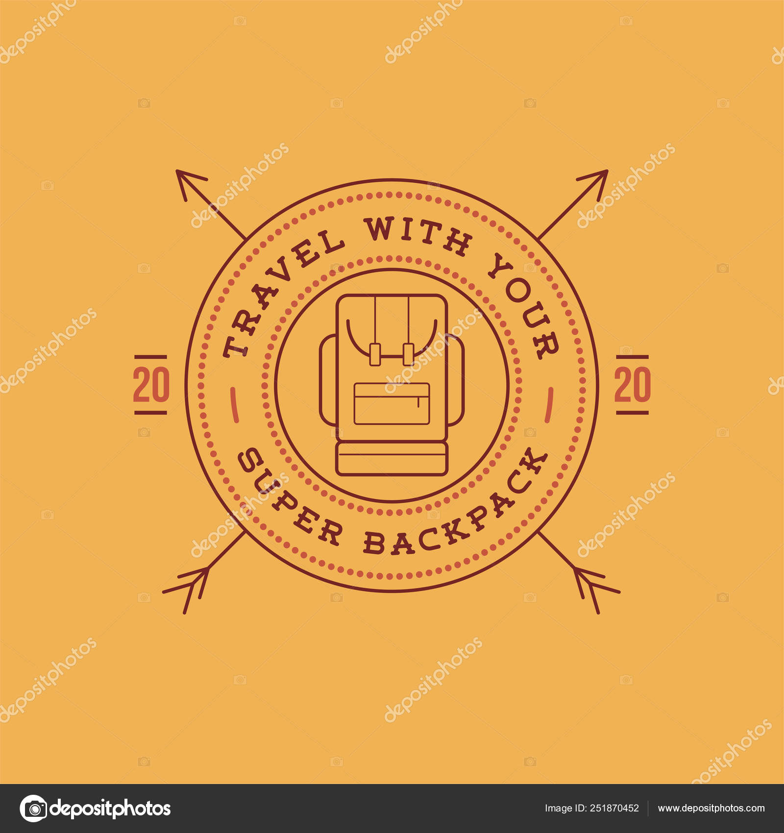 Camping Logo Emblem Backpack Vector Illustration Outdoor Adventure ...
