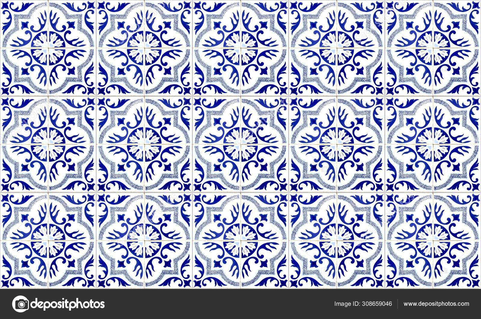 Seamless Portugal Spain Azulejo Tile Background High Resolution — Stock ...
