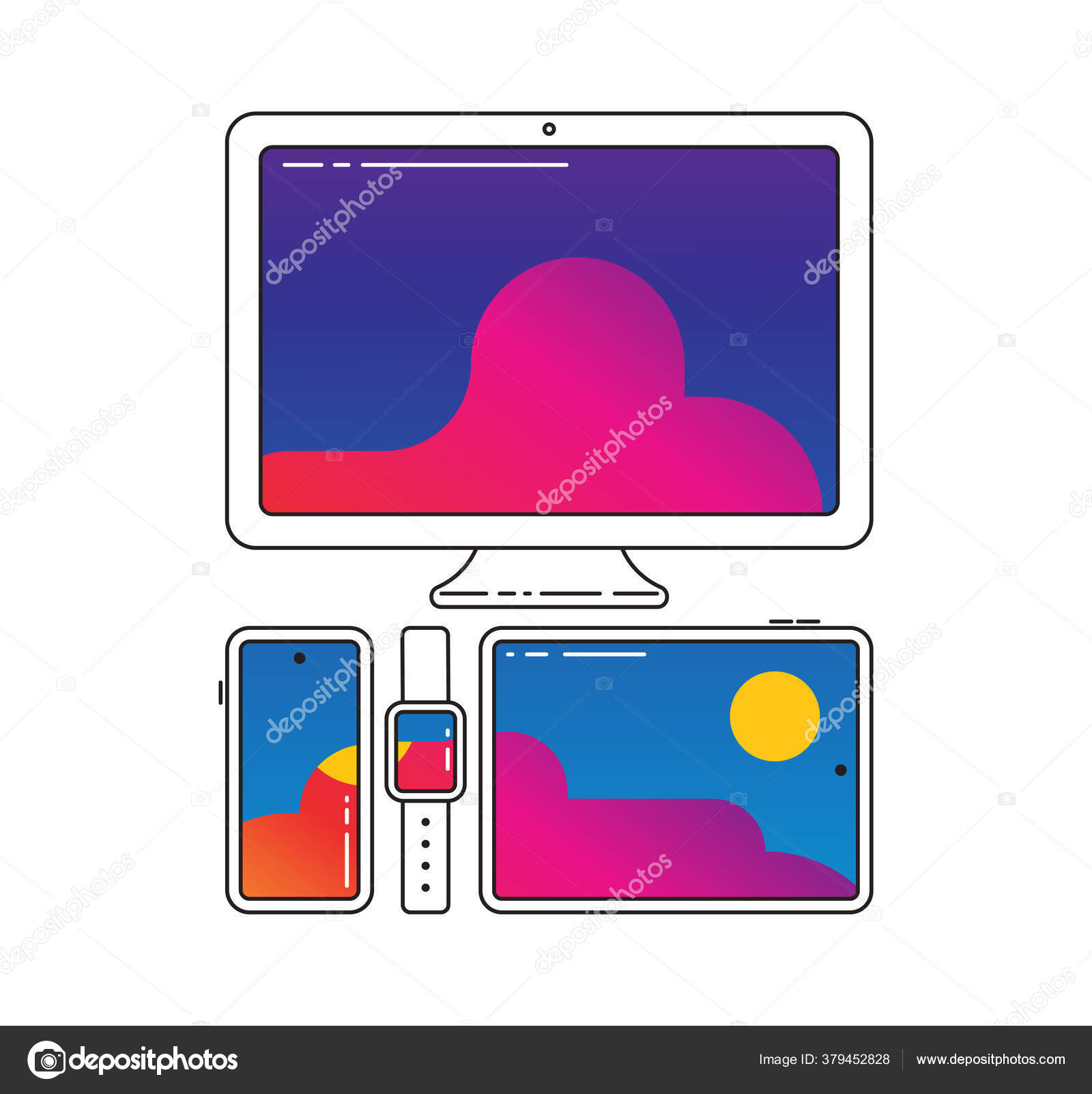 Ícones Vetoriais Multiplataforma Ilustração Dispositivos Plataforma ...