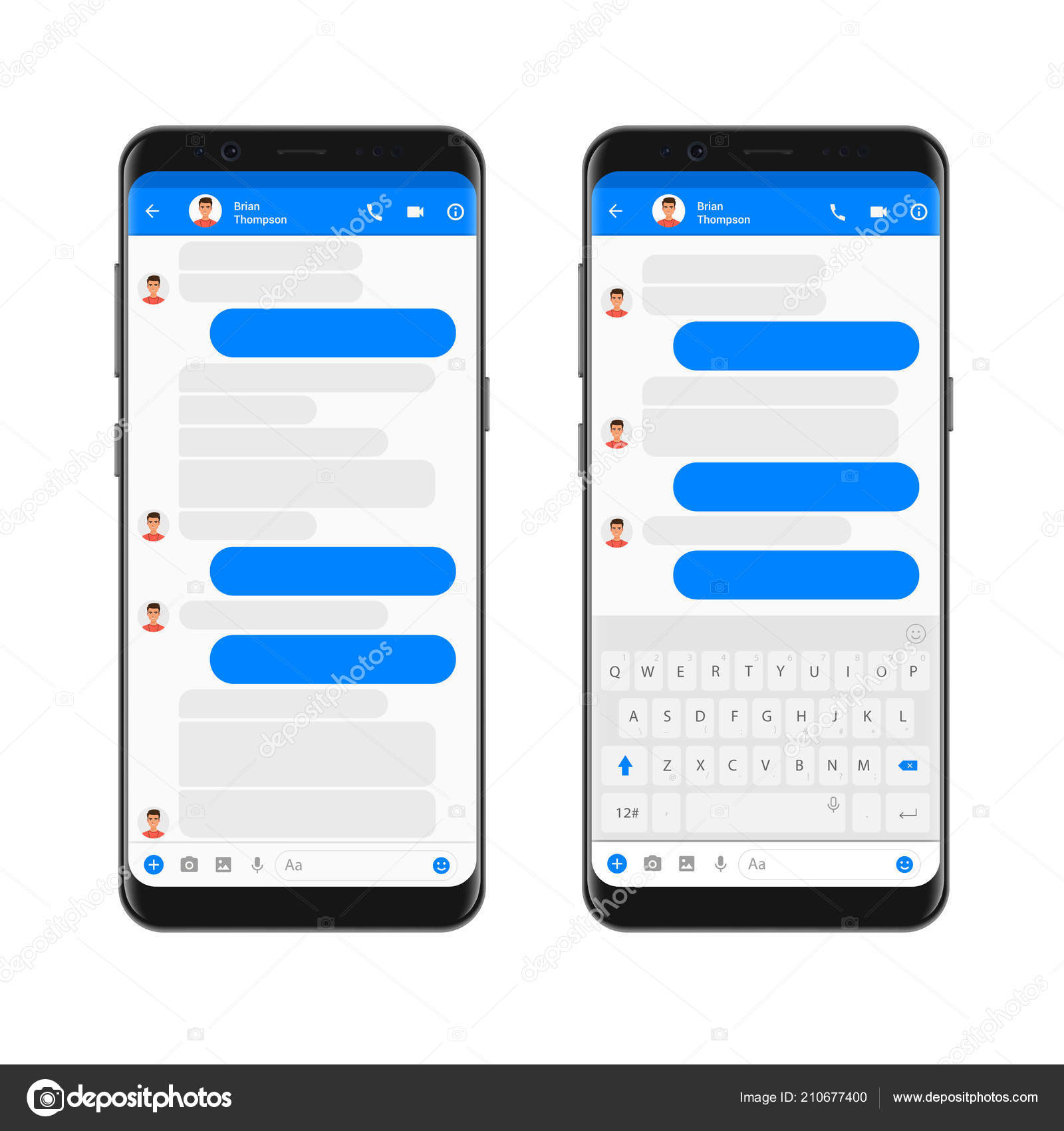 Mobile modern ui kit messenger on the smartphone screen. Chat app ... Mobile modern ui kit messenger on the smartphone screen. Chat app ...