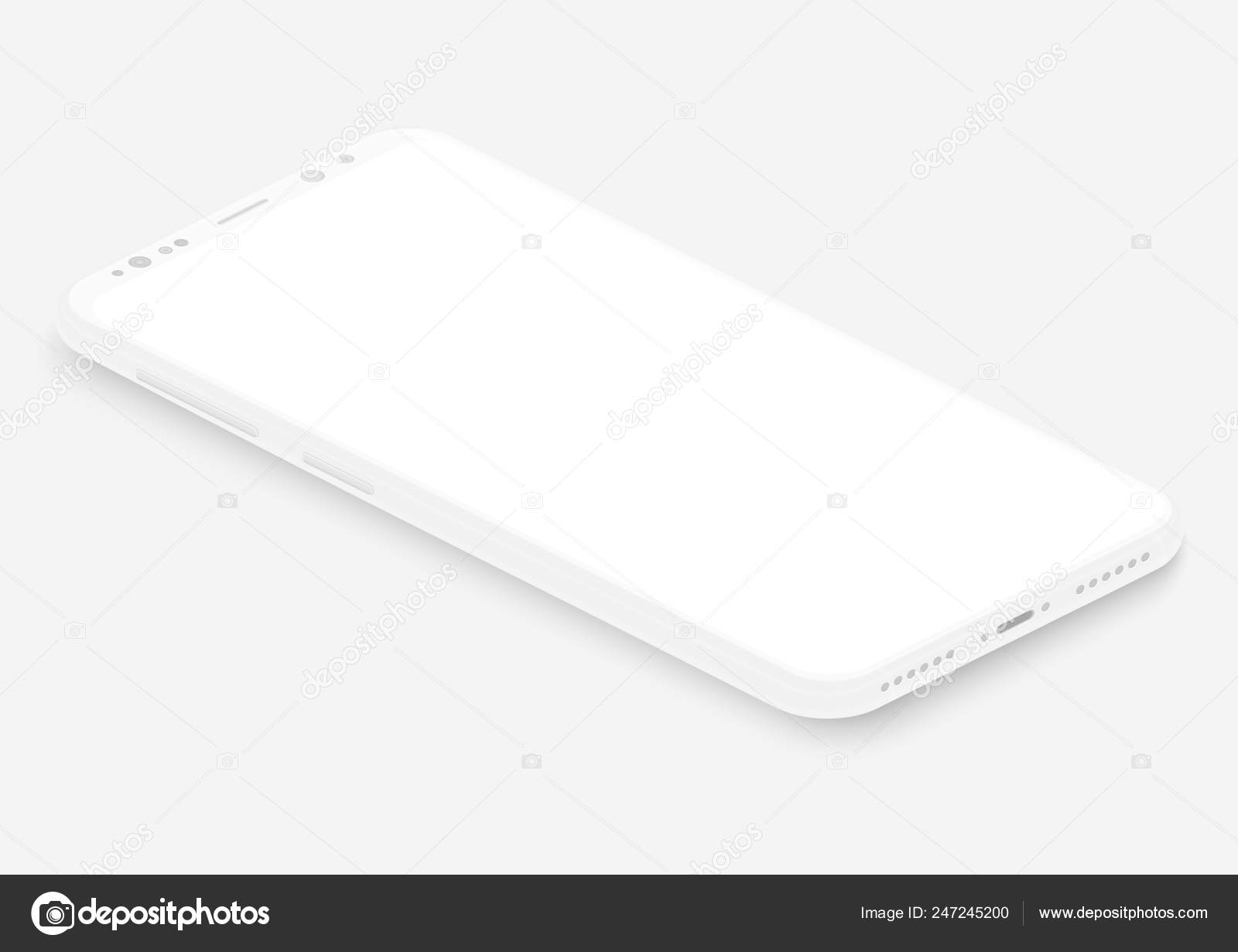Isometric white vector smartphone. 3d realistic empty screen phone ...