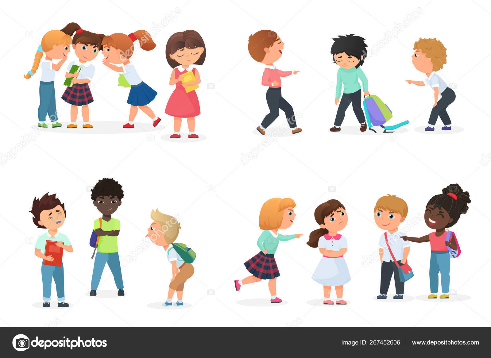 Clipart De Filles Qui Intimident Image Vectorielle Scène D'arrière