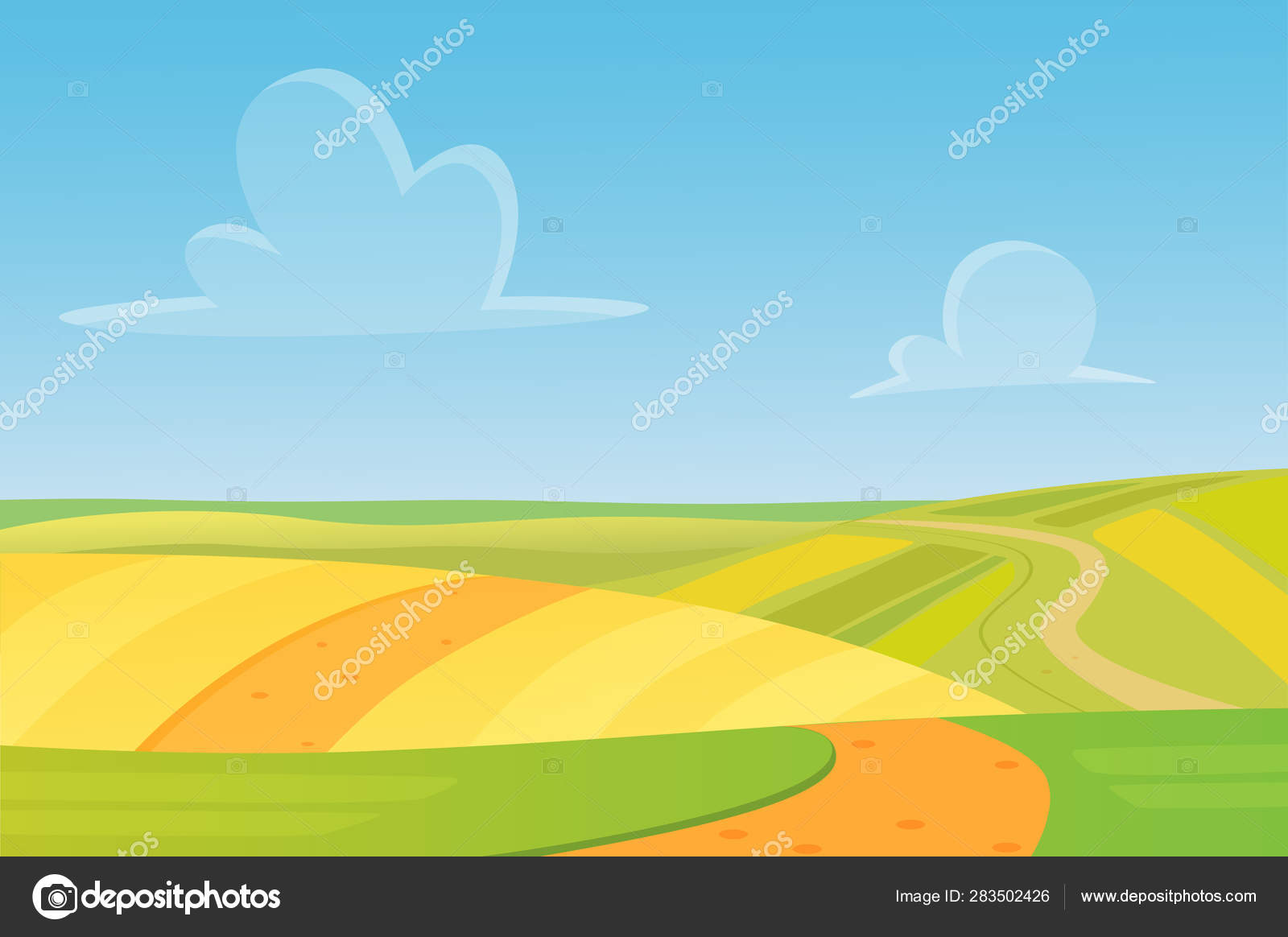 Paisaje de dibujos animados Meadow, gran diseño para cualquier ...