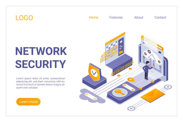 Network security landing page isometric vector template Stock Vector Image by ©Lembergvector ...