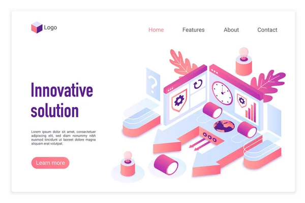 Online diagnosis isometric landing page vector template — Stock Vector ...