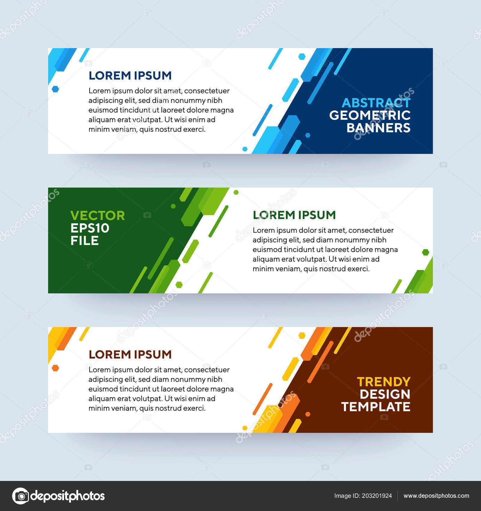 Set Three Vector Abstract Baners Trendy Modern Flat Material Design ...