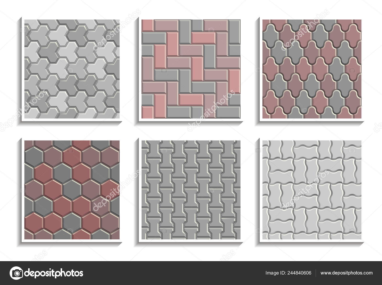 Set Seamless Pavement Textures Vector Repeating Patterns Street Tiles ...