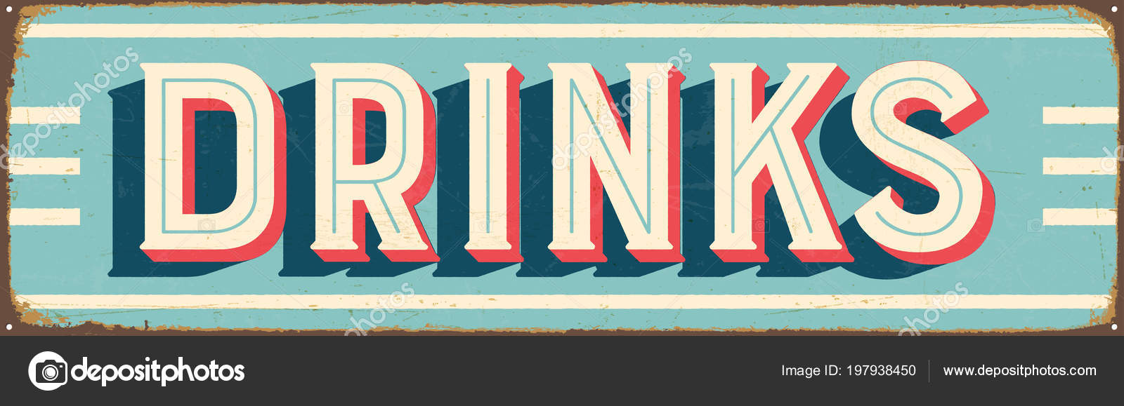 Vintage Style Vector Metal Sign Drinks Grunge Effects Can Easily Stock ...