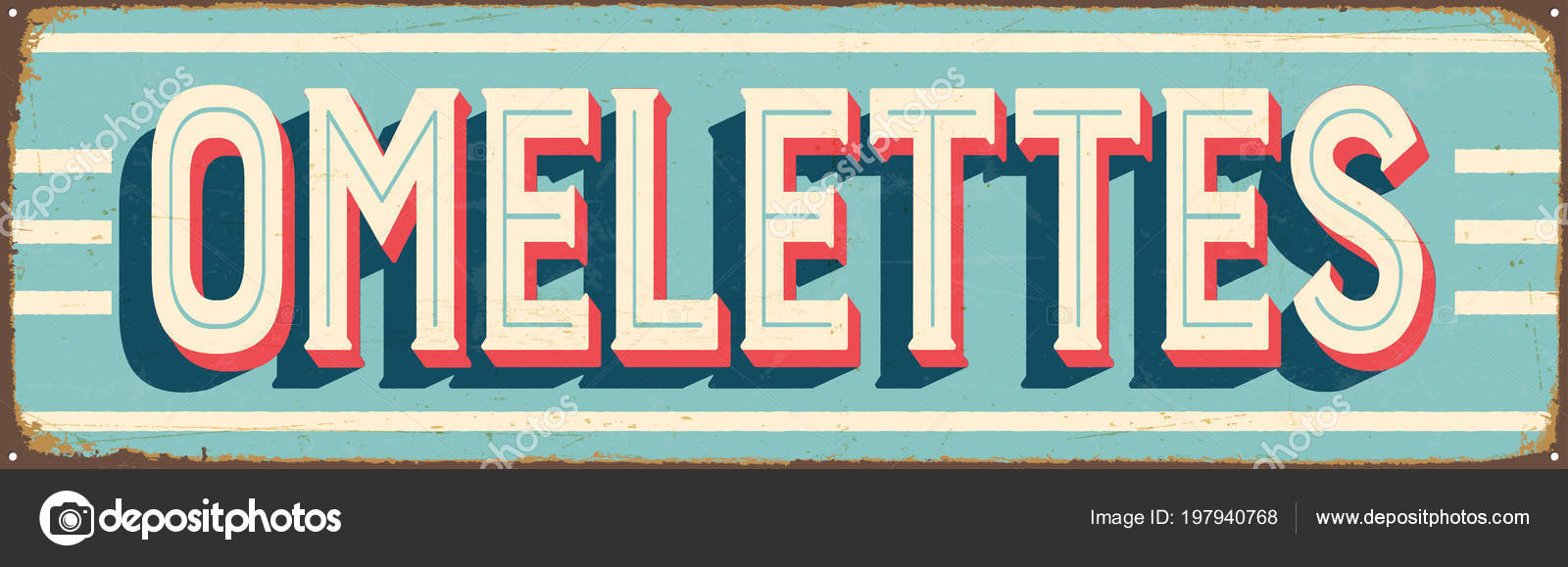 Vintage Style Vector Metal Sign Omelettes Grunge Effects Can Easily ...