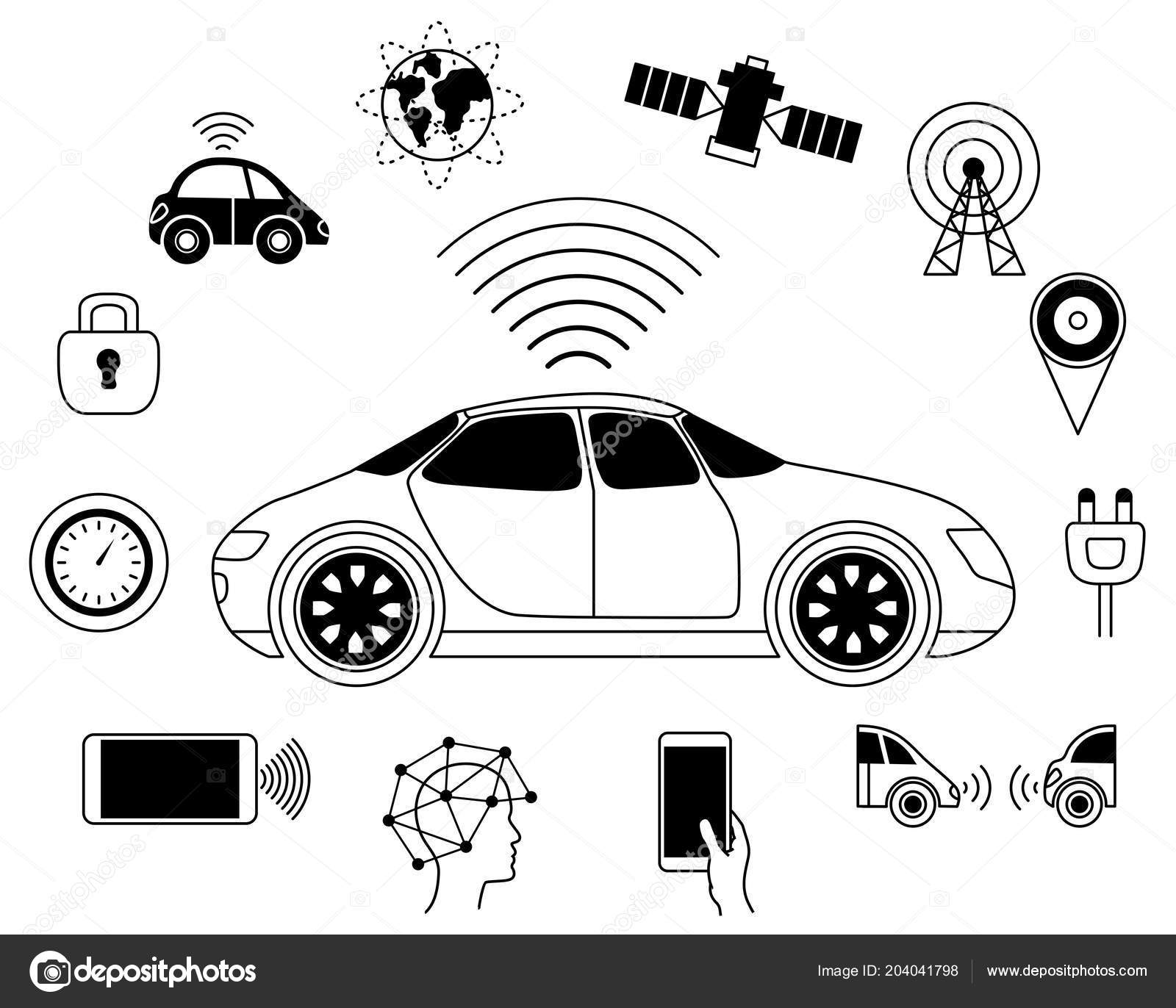 Driverless robotic car graphic symbol, self-driving auto Stock Vector ...