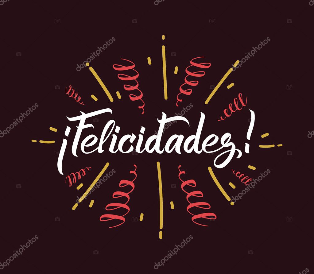 Felicidades por las letras escritas a mano sobre fondo rojo oscuro en ...