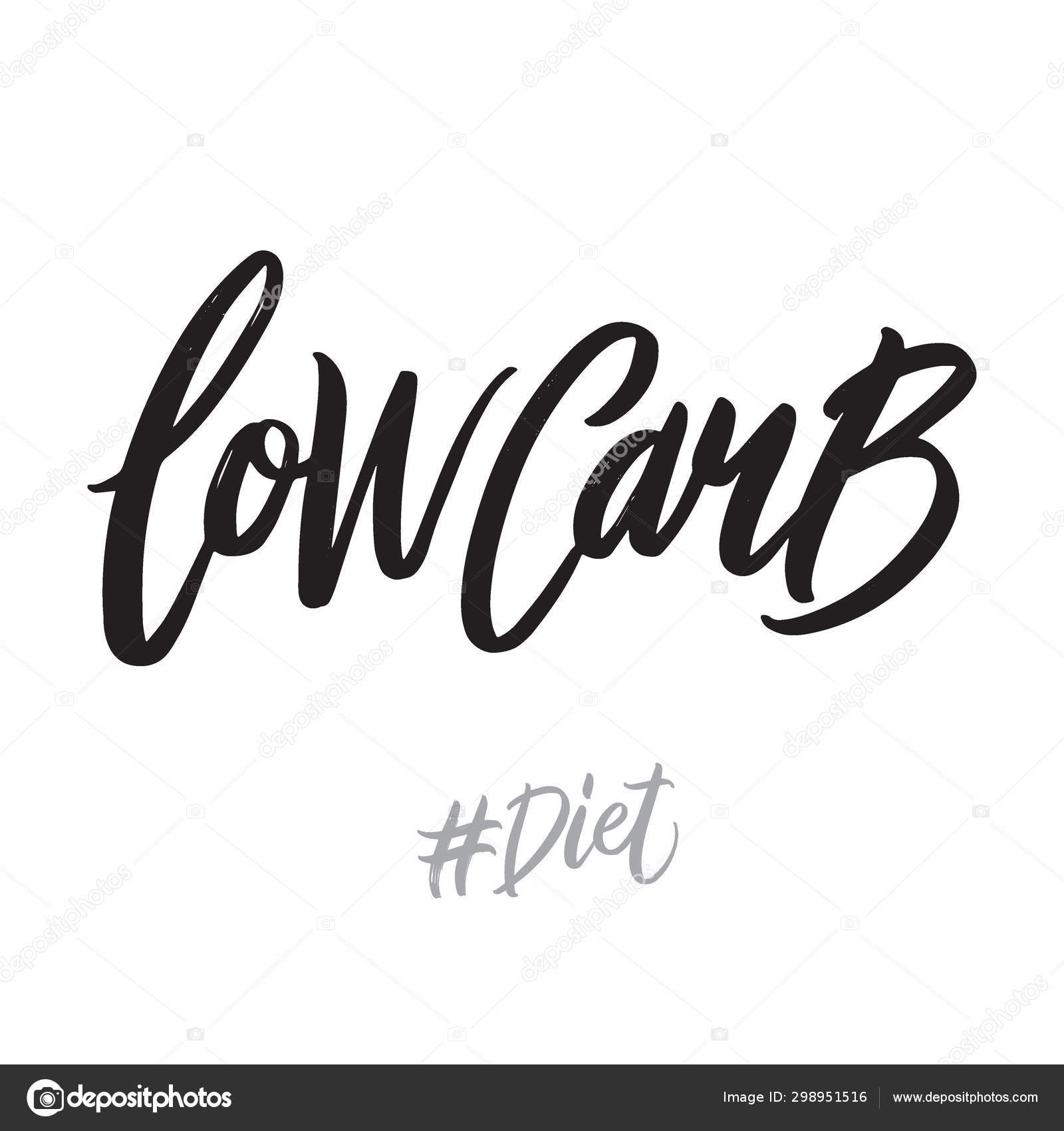 Diet hand written lettering words: lowcarb. Healthy food vector design ...