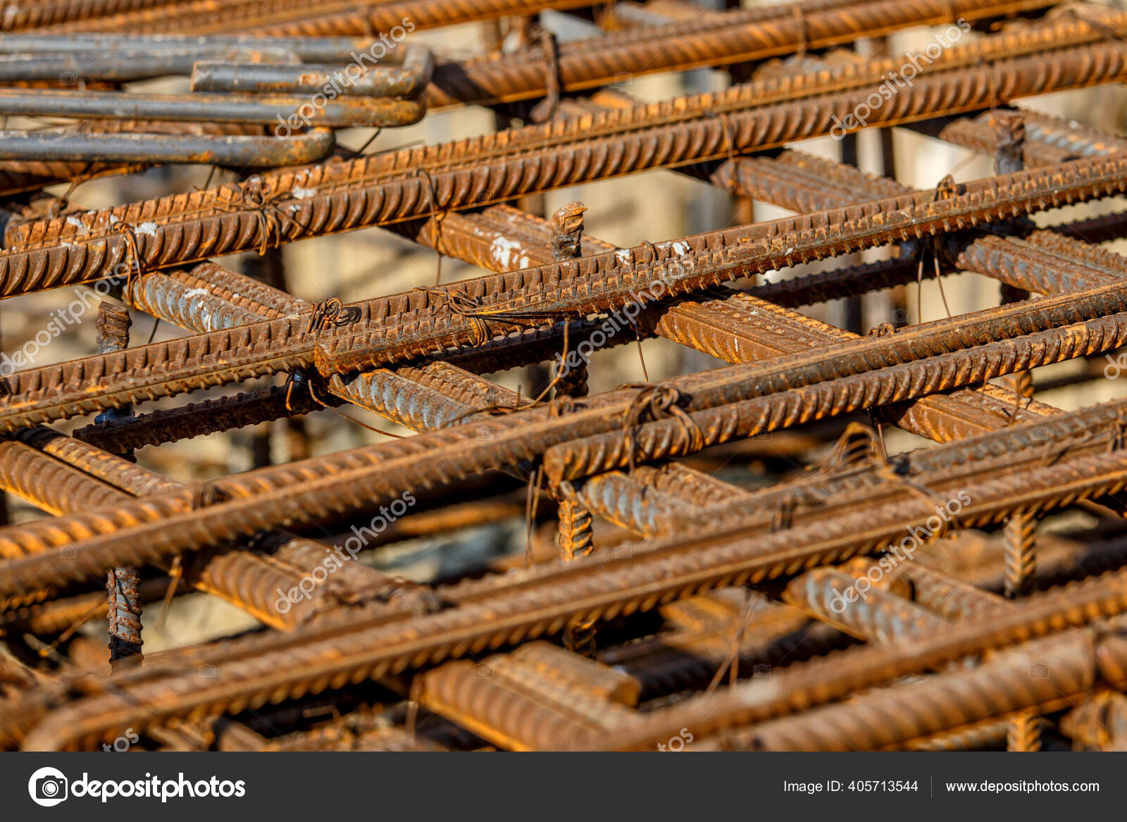 Steel Rebar Reinforcement Concrete Construction Site House Construction ...