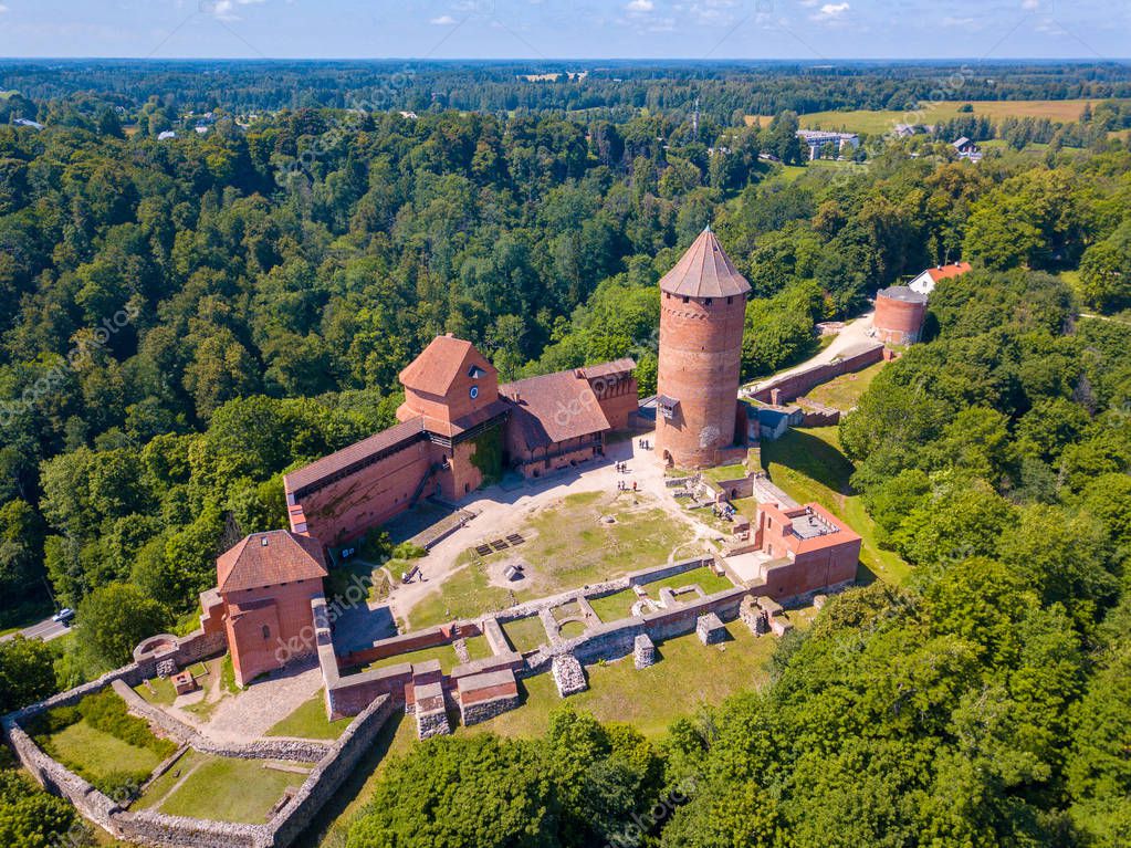 Amazing Aerial View Turaida Castle Sunset Time Sigulda Latvia Touristic ...