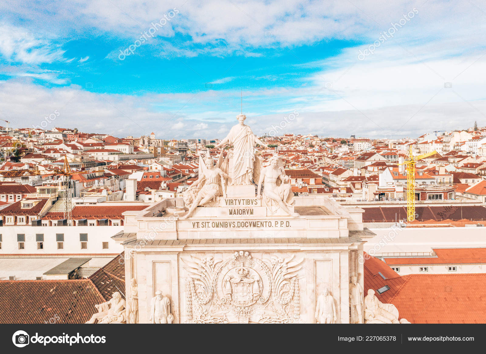Commerce Square Rua Augusta Arch Close Statues Celestin Anatole Calmels ...