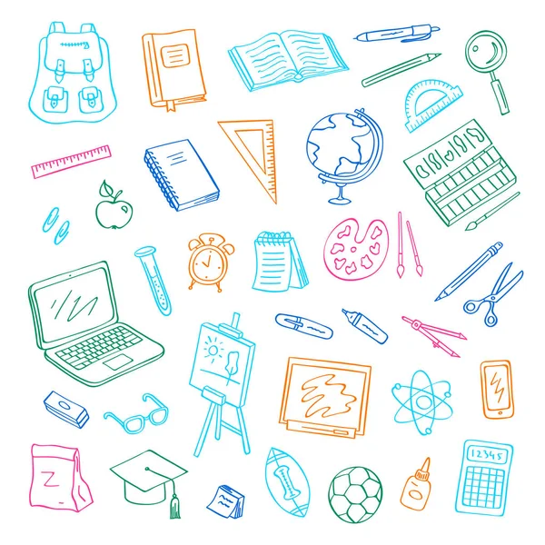 Vector back to school doodle elements pattern or background. Study and learning objects. Book ...